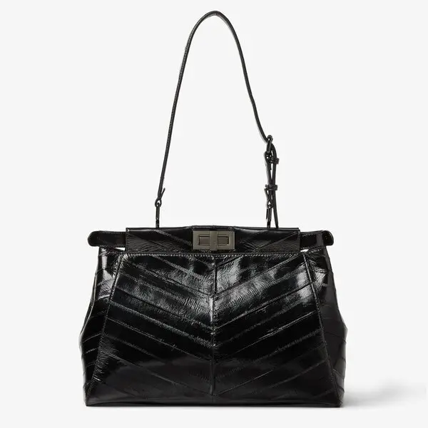 Fendi My Peekaboo Medium Black Inlaid Hagfish Leather Bag